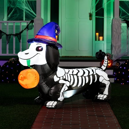 Joiedomi 5 FT Long Halloween Inflatable Skeleton Wiener Dog Inflatable ...