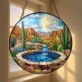 Cactus Oasis Landscape Window Hanging – Stained Glass Style Decor1701 ...