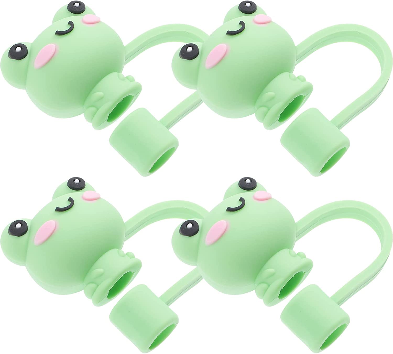 Silicone Straws Reusable Straws 4Pcs Frog Shaped Straw Cover Cap ...