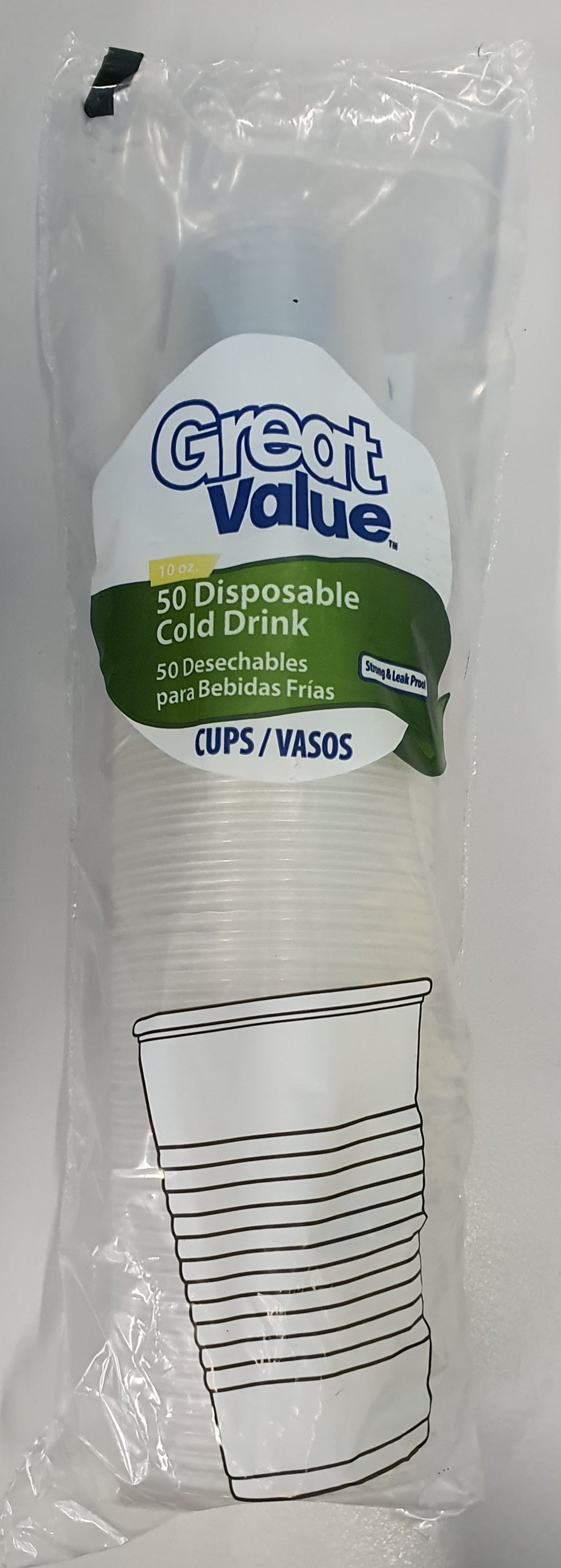 Great Value Plastic Cup 10 Oz. 50 Count / Great Value Vaso Plástico de ...