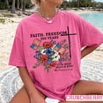 CLOTEX Faith Freedom 250 Years Floral Flag Cross T-Shirt 1776-2026 in ...