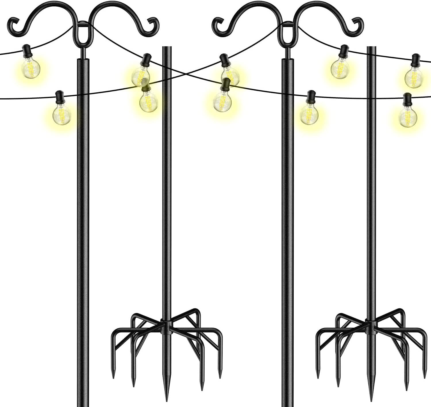 Idzo Heavy Duty ‎Stainless Steel String Light Poles, 7-Prong, 2 Pack ...