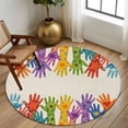 Cartoon Colorful Hands 6FT Round Area Rugs for Living Room Cute ...