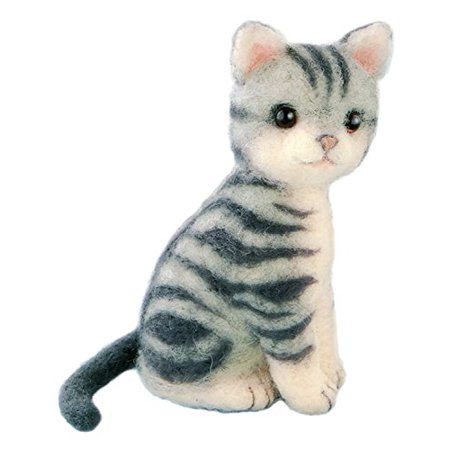Hamanaka made in felt wool kit fluffy wool, felt cat American Shorthair H441-426 Designed by ...