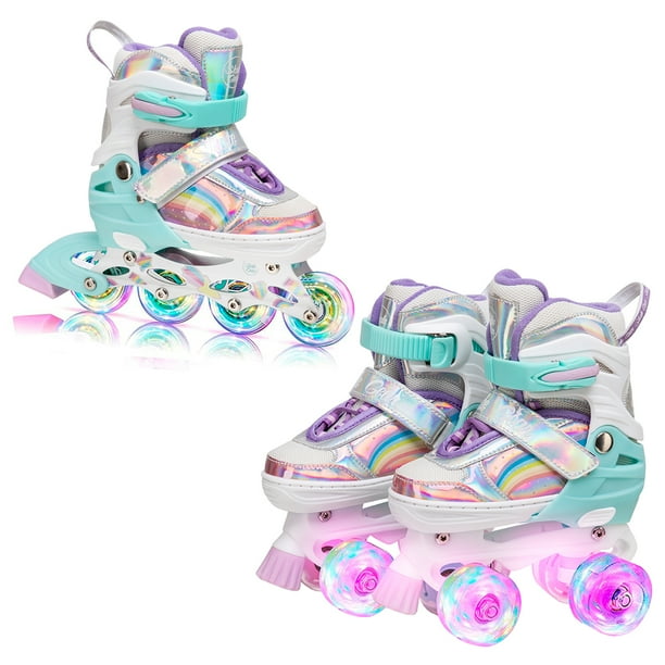 Skate Gear Rainbow Adjustable Light up Inline/Quad Roller Skates for ...