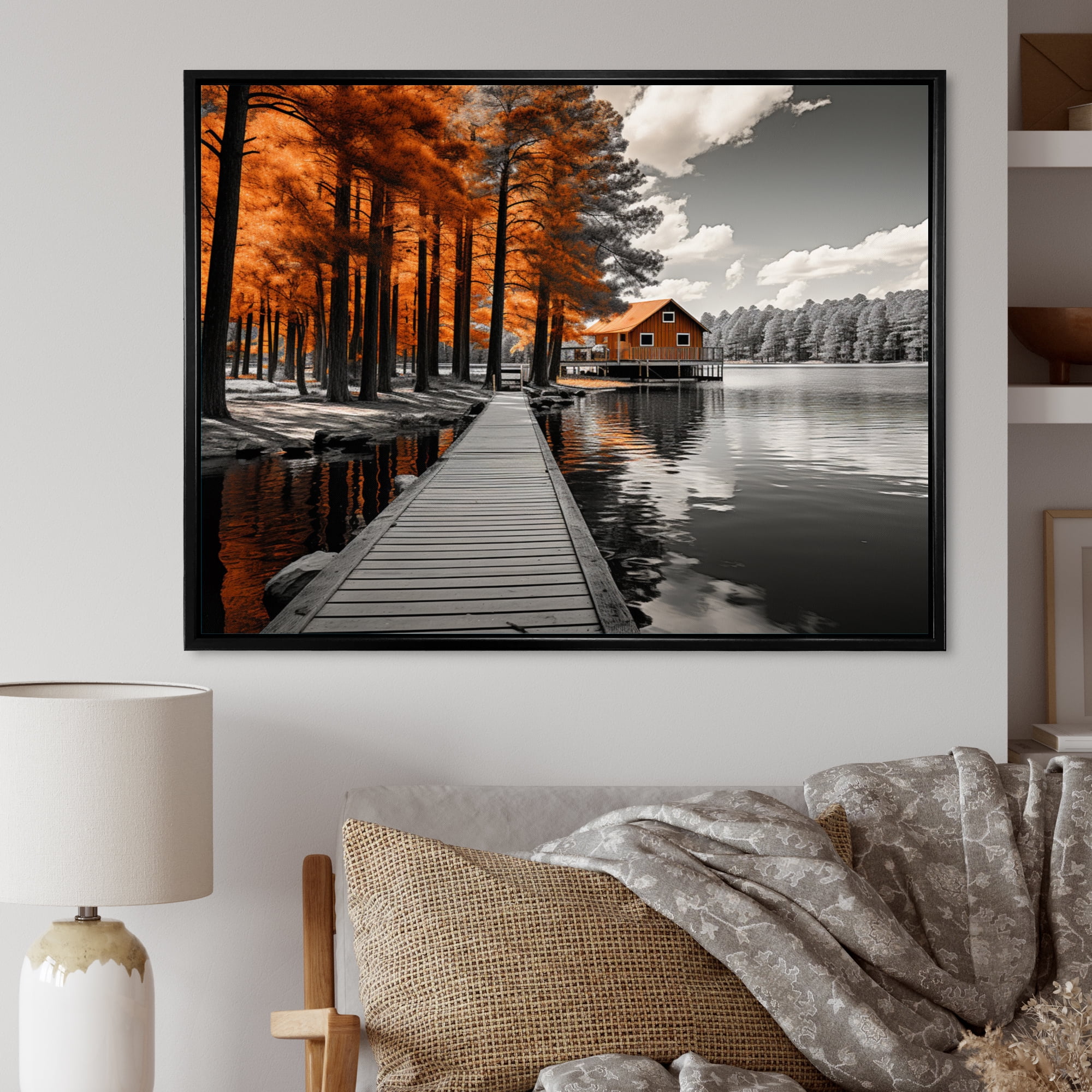 Click here for Designart Lakes Lakehouse Framed Wall Art Decor  L... prices