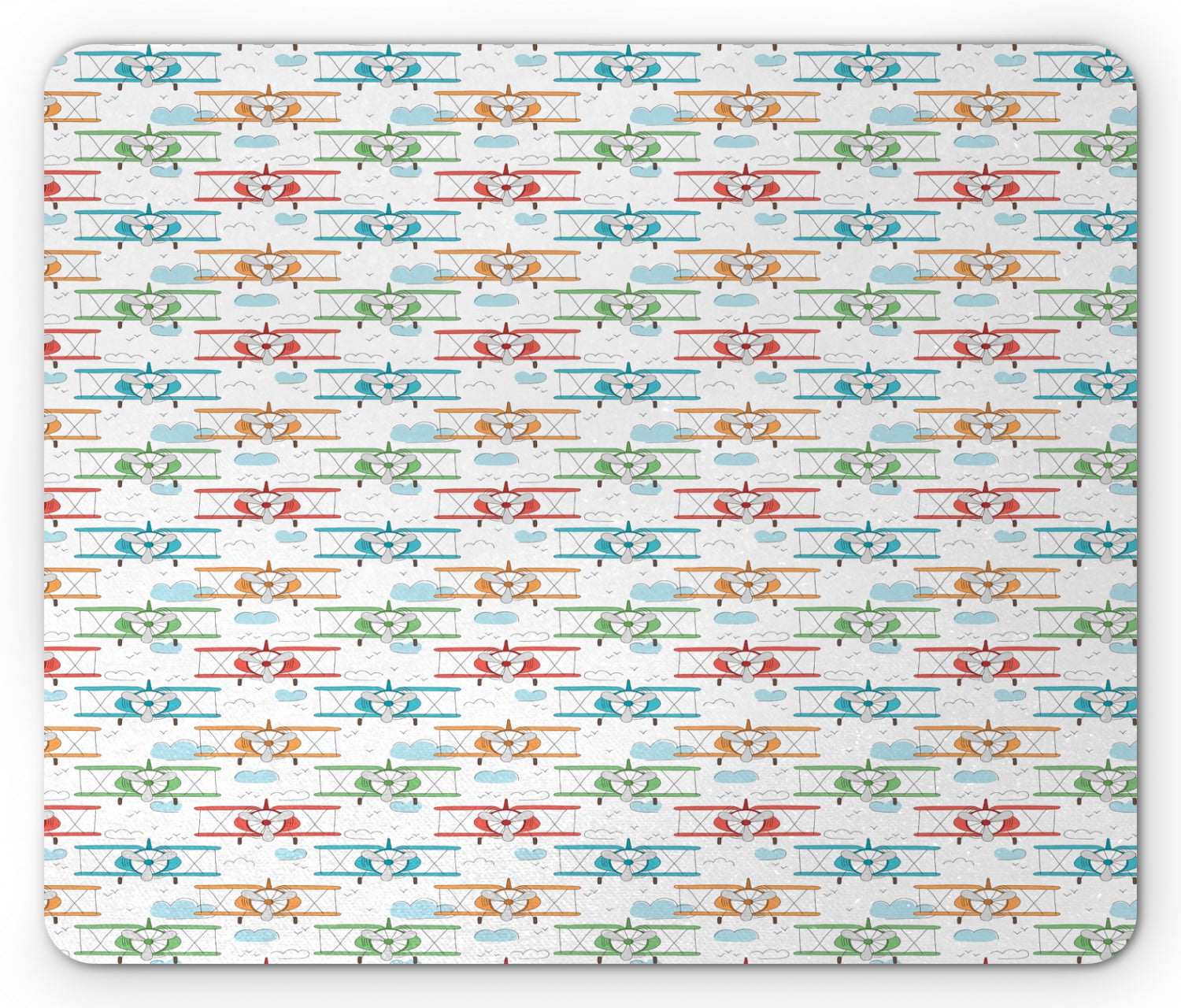 Airplane Mouse Pad, Vintage Single Engine Biplanes in Colorful Sketch ...