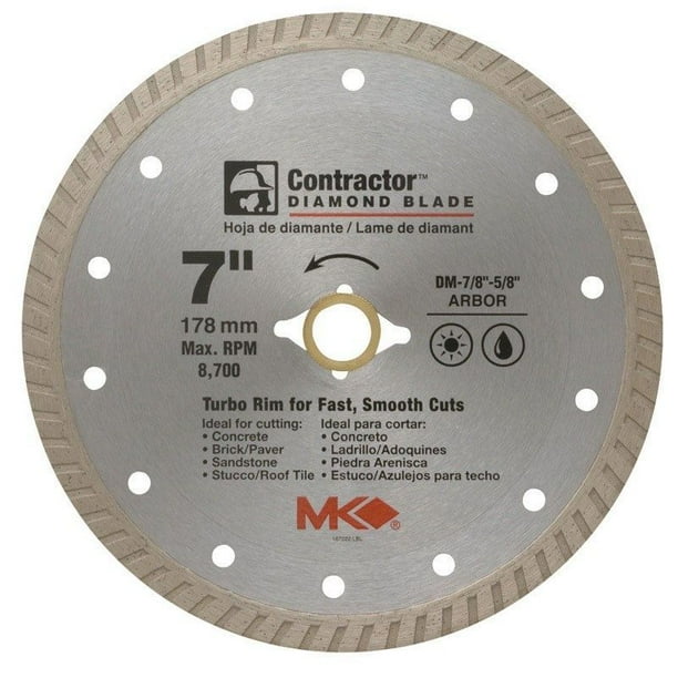 MK Diamond 167022 7" Contractor Turbo Rim Diamond Blade - Walmart.com