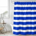 Blue Striped Bathroom Shower Curtains with 12 Hooks Polyester ...