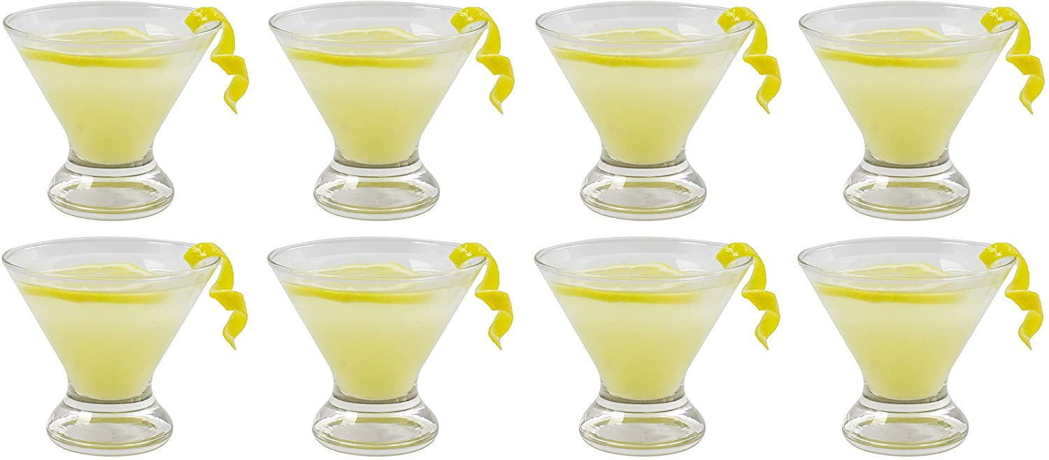 Epure Collection 8 Piece Stemless Martini Glass Set - For Drinking ...