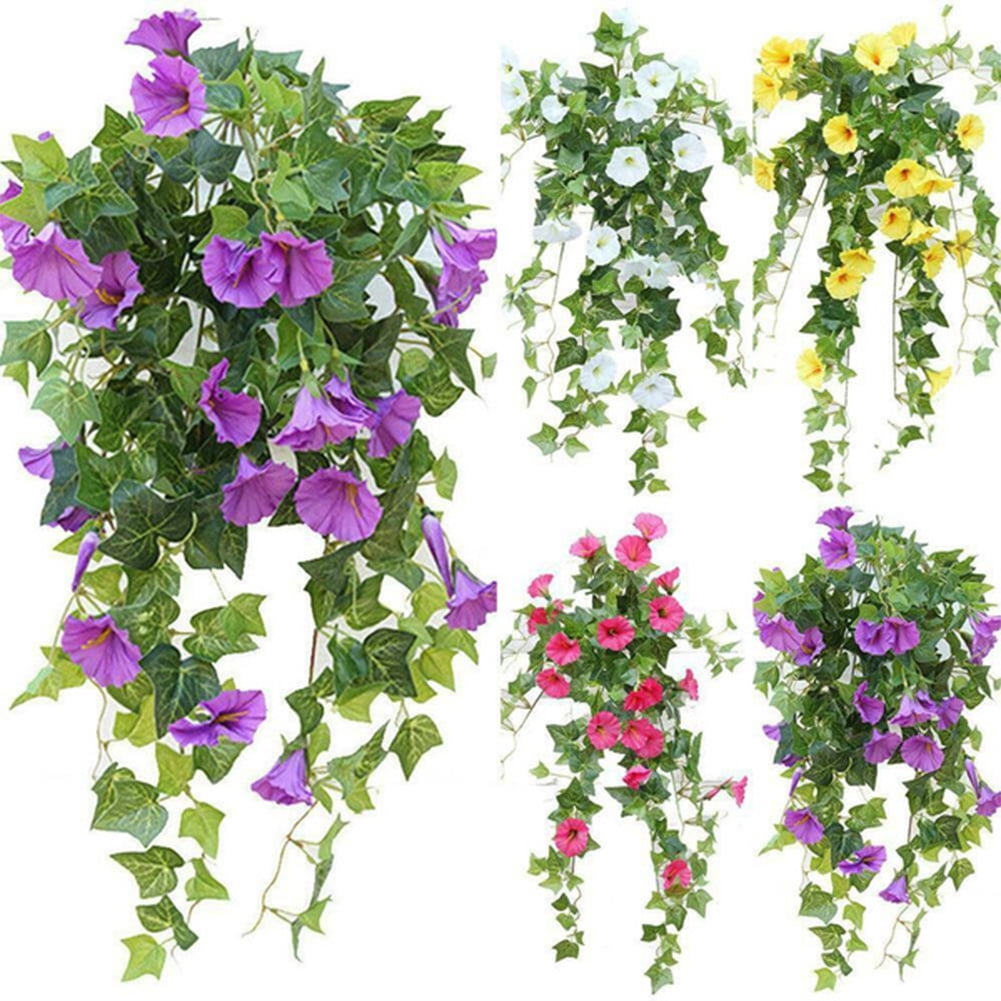 1 Bunch Simulation Hanging Flower Plastic Rattan Decorative Flower ...