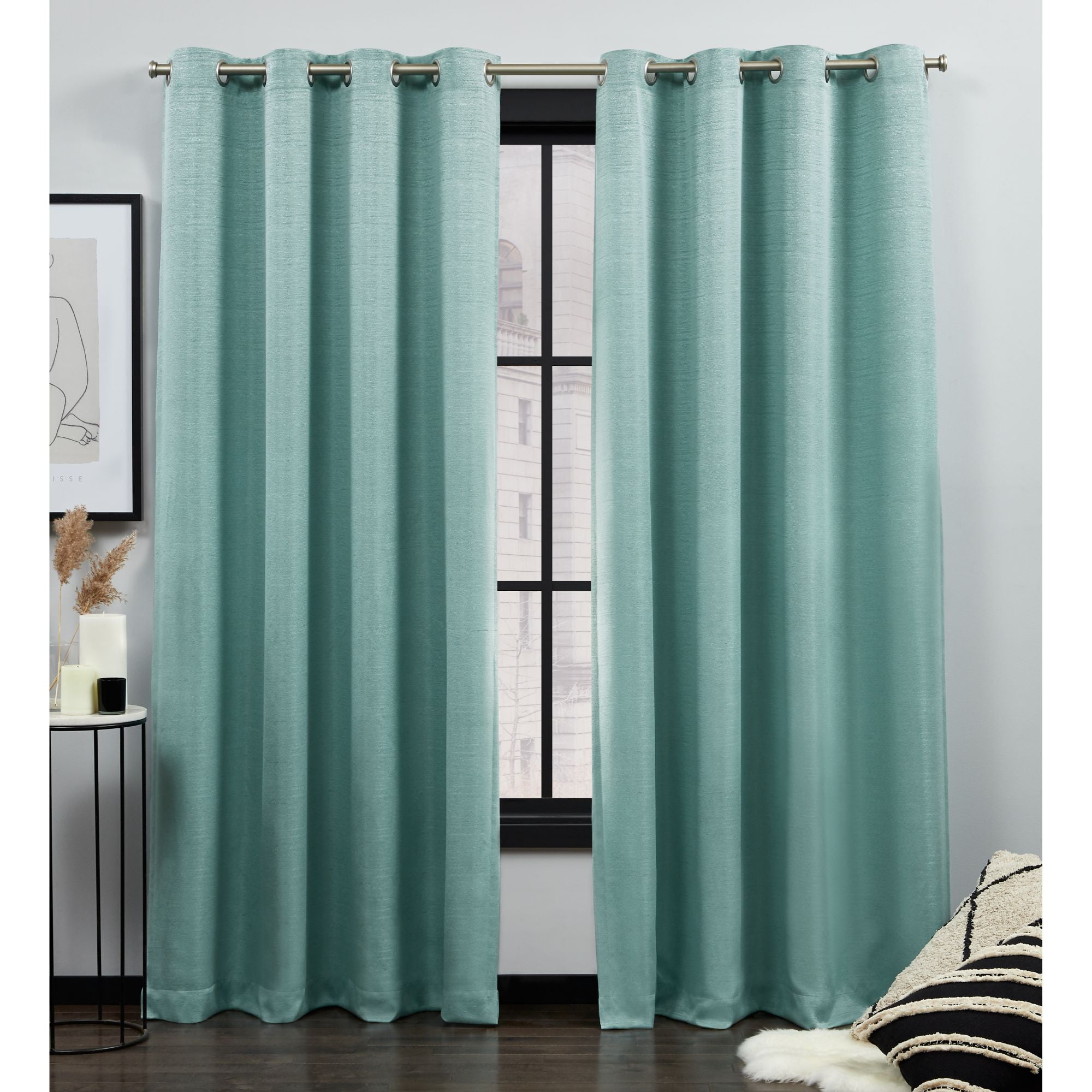 MoDRN Textured Faux Silk Curtain Pair - Set of 2 - Walmart.com ...