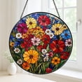 Meadow Flower Illustration Stained Glass Window Hanging - Walmart.com