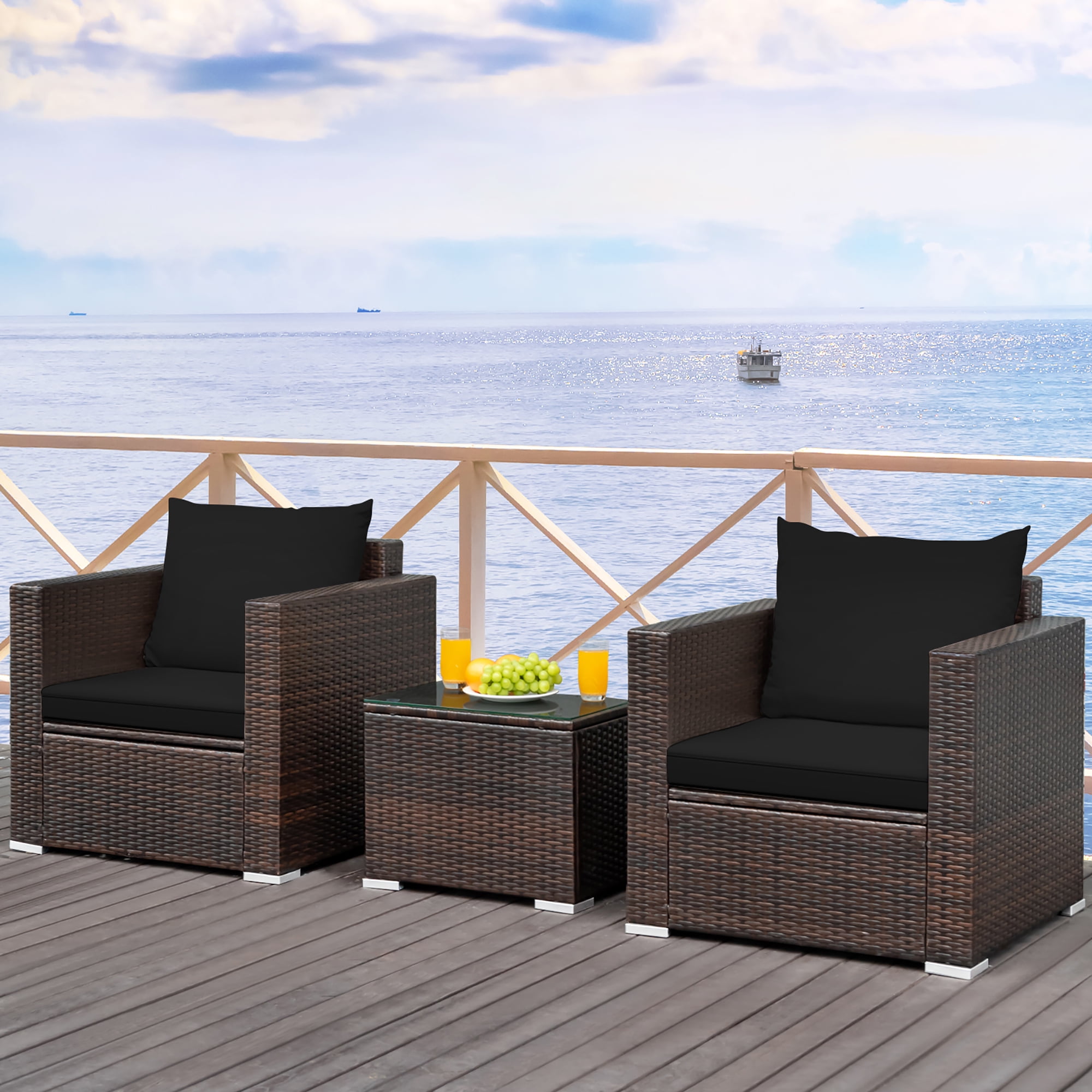 Click here for Costway 3pcs Patio Rattan Furniture Set Conversati... prices