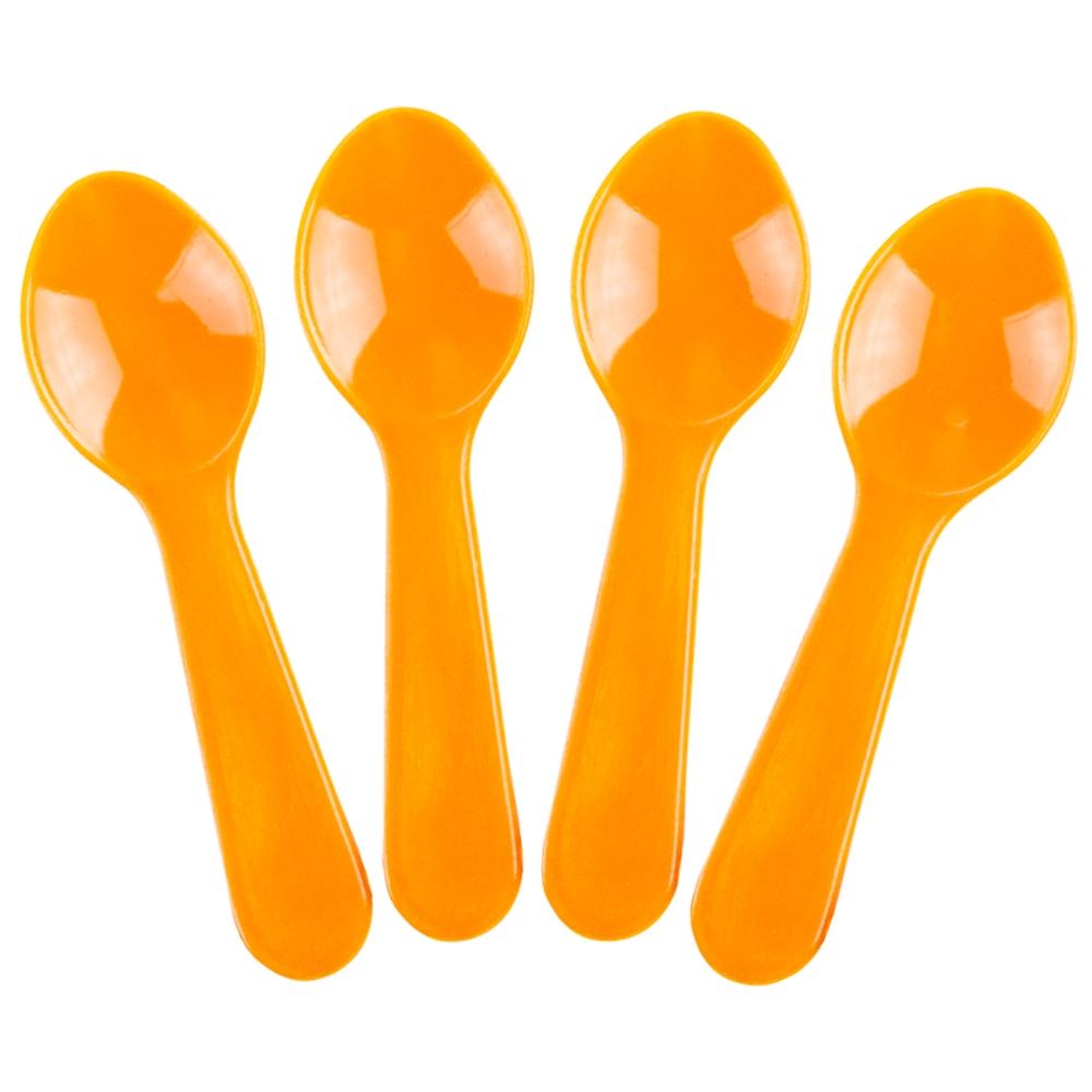 [25 Count] Orange Mini Disposable Tasting Spoons - 3 in. Plastic ...
