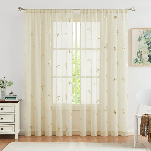 Flowpartex Spring Butterfly Sheer Curtain Panels for Girls Nursery ...