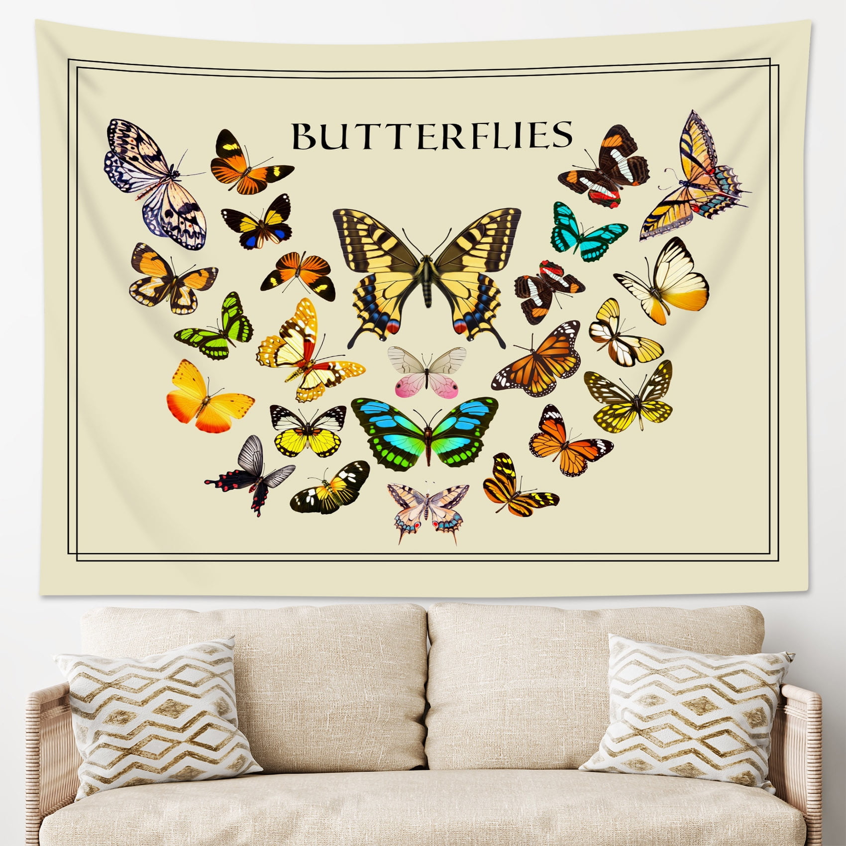 HVEST Vintage Butterfly Tapestry Colorful Trippy Butterflies Tapestry ...