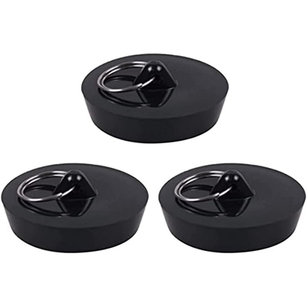 Set of 3 black pool sink plugs with their own ring carry handles ...