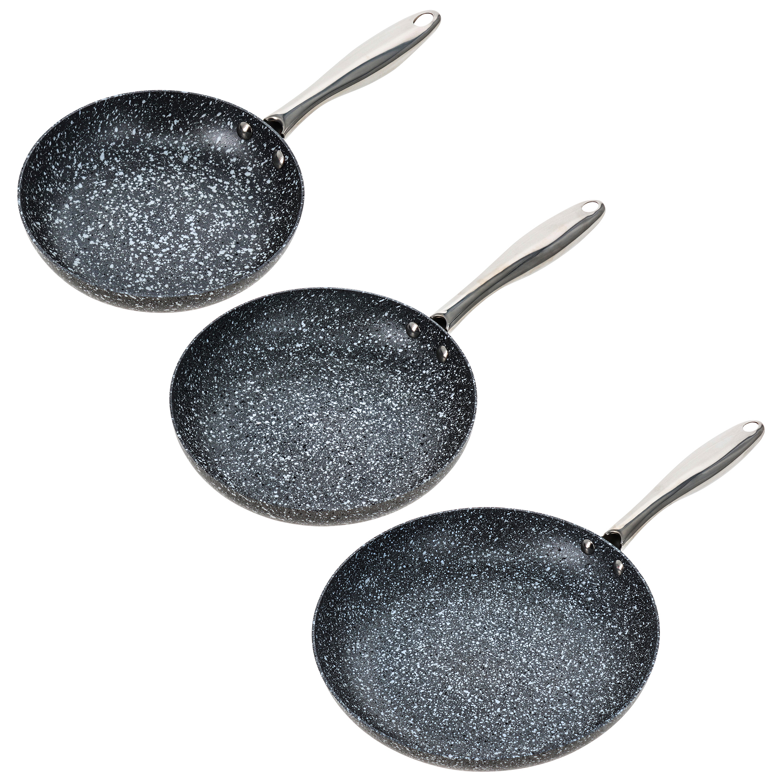 Potted Pans Nonstick Frying Pan Set - 3pc Breakfast Skillet Stone ...
