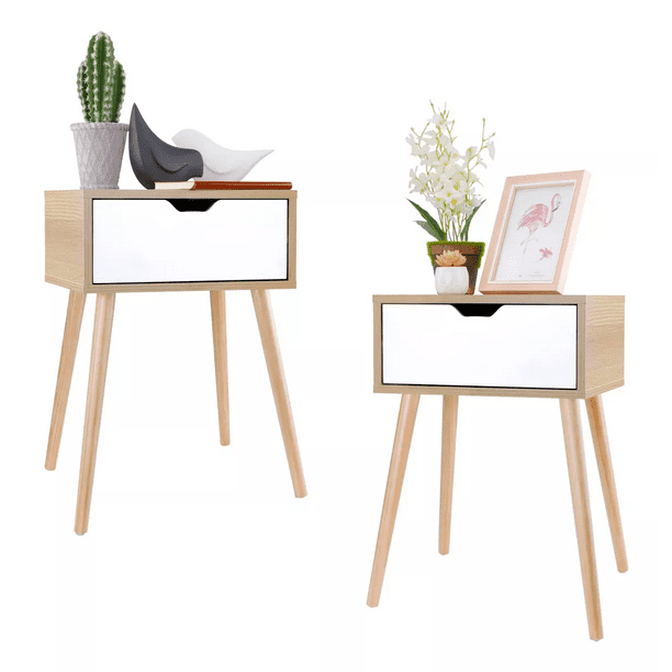 Par De Buros 2 Buro Blanco Moderno Minimalista Mesa Lateral | Walmart ...