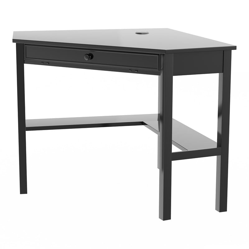 Furniture of America Jamel Wood 1-Shelf Corner Computer Desk in Black ...