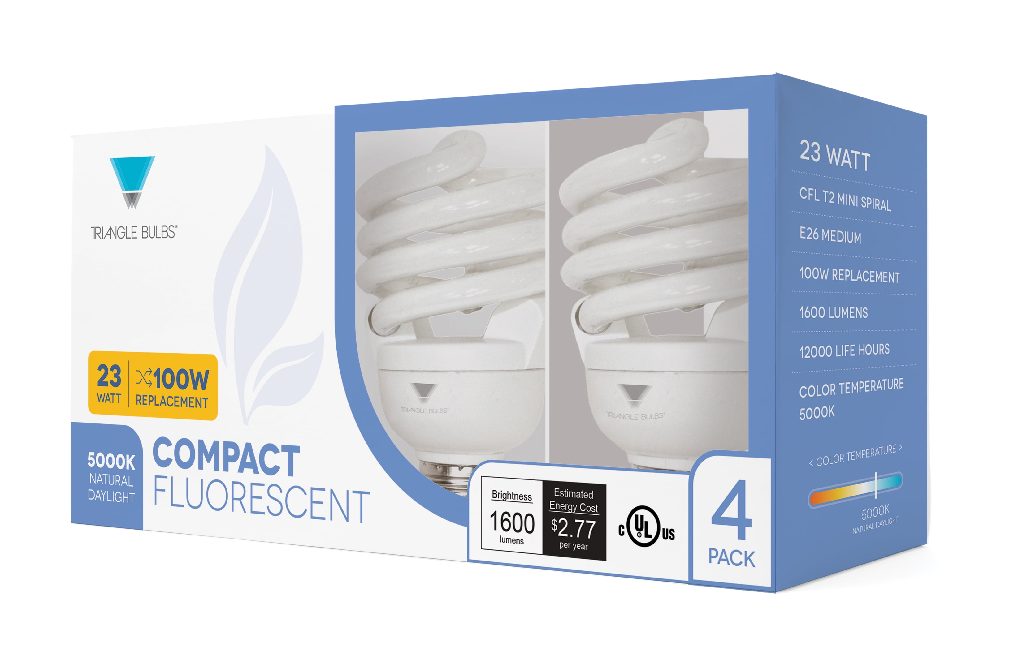 Triangle Bulbs T40144-4 (4 Pack) - 23-Watt (100W) Spiral Medium Base ...