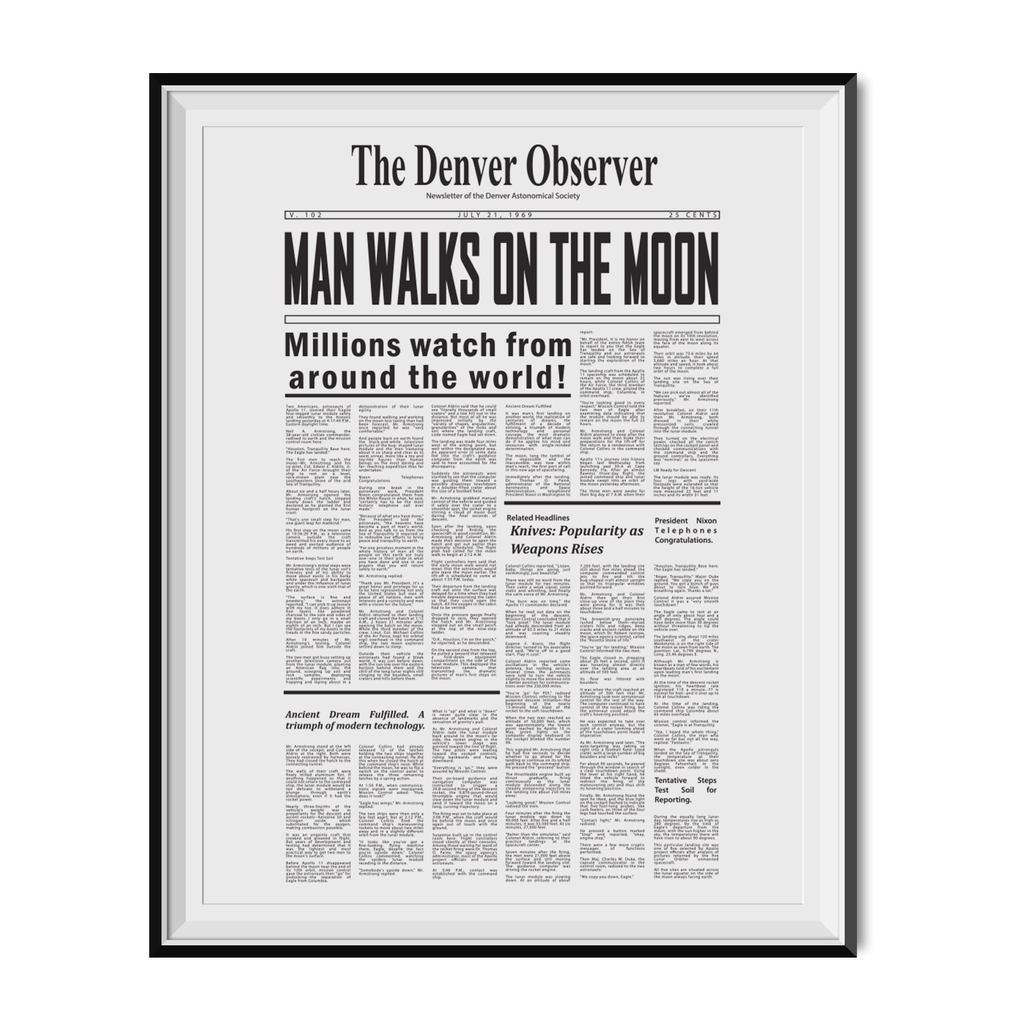 Man Walks On The Moon Article Poster We Landed On The Moon Dumb And ...