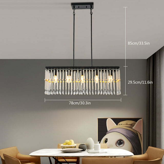 Modern Pendant Light Rectangle Crystal Chandelier Dining Room Lighting ...