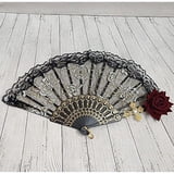 Holzlrgus Lace Handheld Fan Gorgeous European Style Rose Folding Fan ...