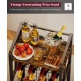 3-Tier Wine Rack Freestanding Floor with Wood Top, Liquor Stand with ...