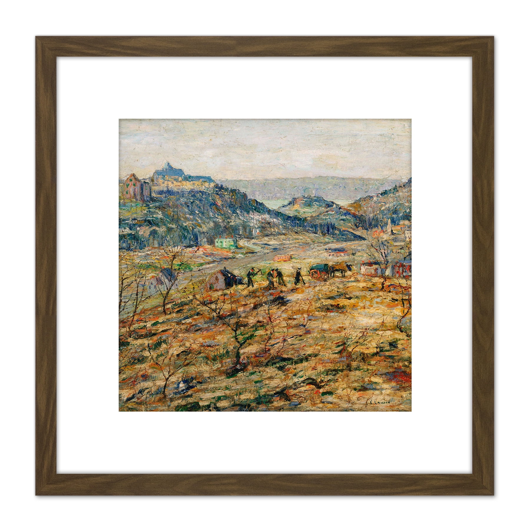 Ernest Lawson City Suburbs 8X8 Inch Square Wooden Framed Wall Art Print ...