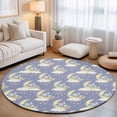 Cartoon 4FT Round Area Rugs Dreamy Purple Cute Sleeping Elephant Moon ...