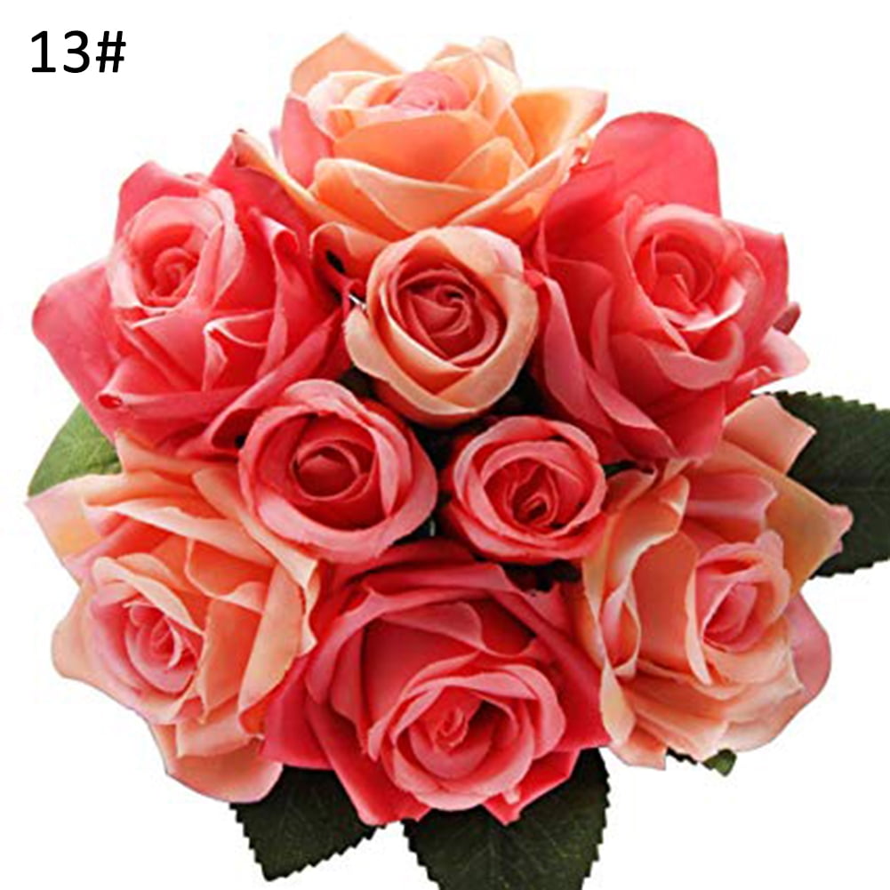 Artificial Rose Flower Red Silk Roses with Stem Flowers Bouquet Wedding ...
