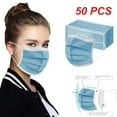 50PCS Face Masks Disposable for Adults, Breathable 3-Ply Solid Mask ...