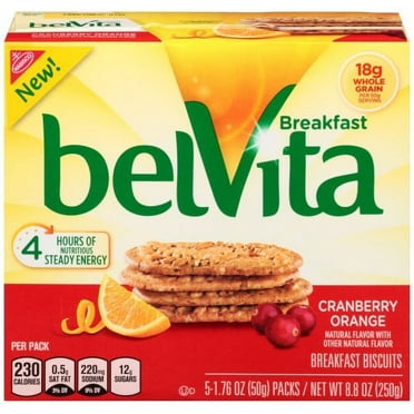 Belvita Crunchy Cranberry Orange Breakfast Biscuits, Whole Grain, Pack ...
