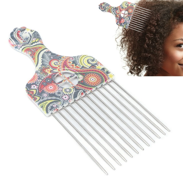 EZSPTO Hair Pick Comb Professional Afro Stainless Steel Detangle Hair ...