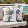 Abstract Giraffes Outdoor Pillow Covers Set of 2 Colored Heart Paint ...