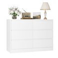 Homfa 6 Drawer White Double Dresser for Bedroom, Wave Panel Wood ...