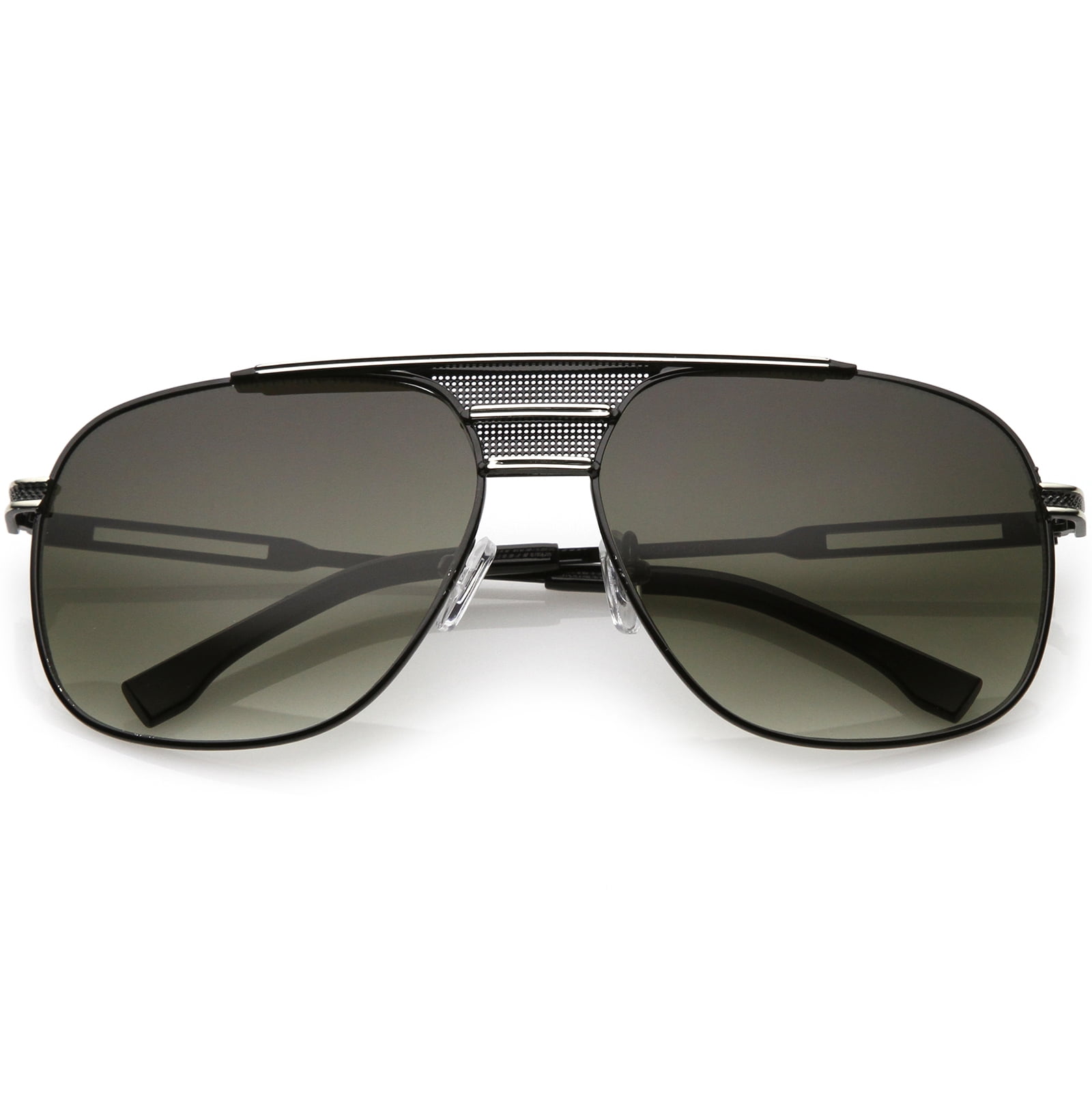 Oversized Aviator Sunglasses Perforated Triple Crossbar Square Lens ...