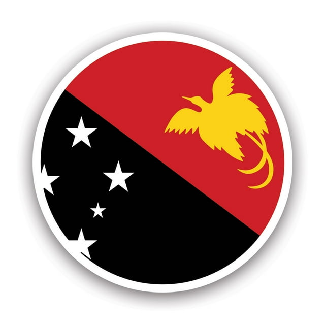 Round Papua New Guinean Flag Sticker Decal - Self Adhesive Vinyl - Weatherproof - Made in USA ...
