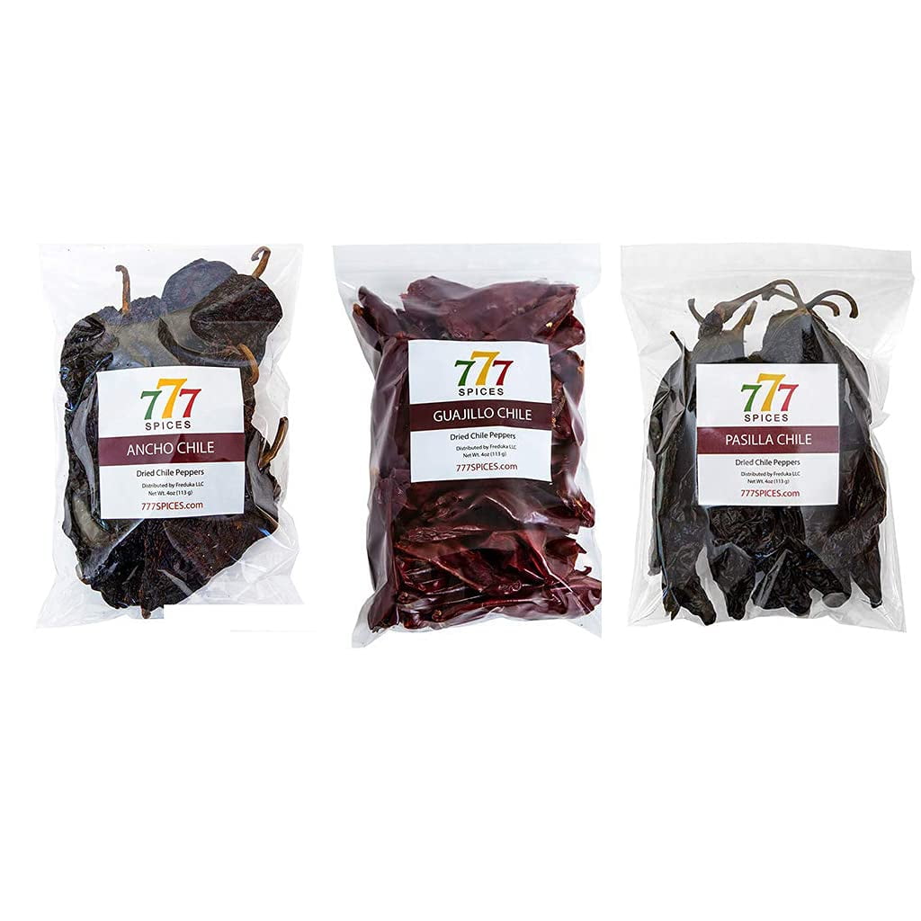 Dried Chiles Peppers 3 Pack Bundle (12 oz Total) - Chile Guajillo ...