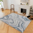 Blue Liquid Texture Area Rugs White Background Print Washable Indoor ...