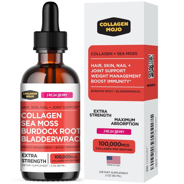 Liquid Collagen Peptides with Sea Moss, Burdock Root & Bladderwrack ...