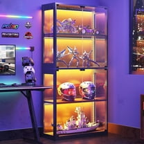 Casacomoda 4-Tier LED Display Cabinet, Gaming Glass Shelf Curio Cabinet ...