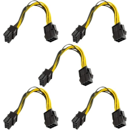 Graphics 6 Pin to 8 Pin 6+2 Pin PCIE Adapter Cable, 5-Pack 6 pin to 8 ...