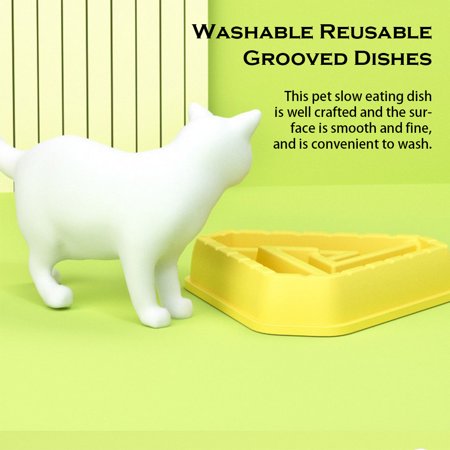 Triangular Shape Small Pet Slow Non-spill Feeder Animal Antiskid ...