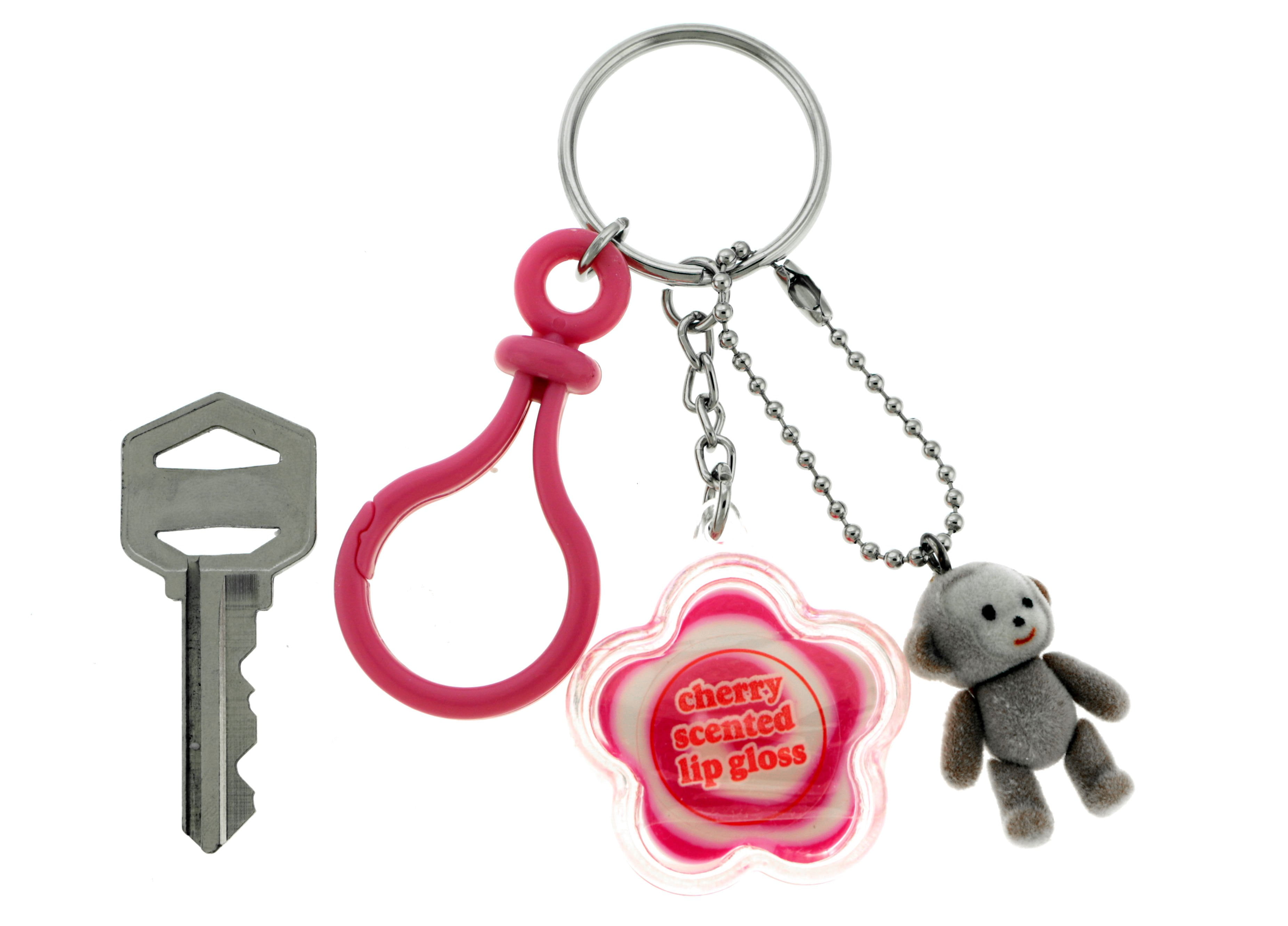 Pink Flocked Monkey Cherry Scented Lip Gloss With Plastic Pink Clip Key ...