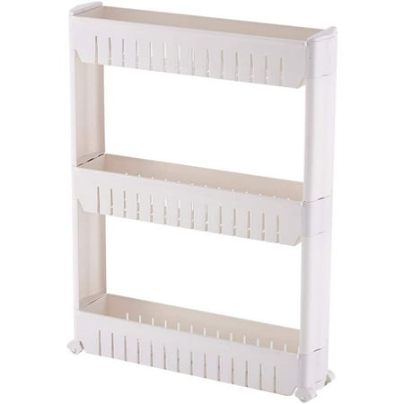 Slide Out Storage Tower,3-tier Mobile Organizer Shelf Slim Narrow Space ...