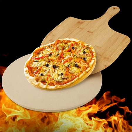 Sepeda Round Pizza Stone for Oven Grill with Pizza Peel, Heavy Duty ...