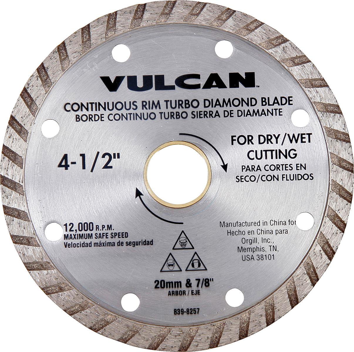 Vulcan 937341OR Turbo Continuous Rim Circular Saw Blade, 4-1/2 in Dia x ...